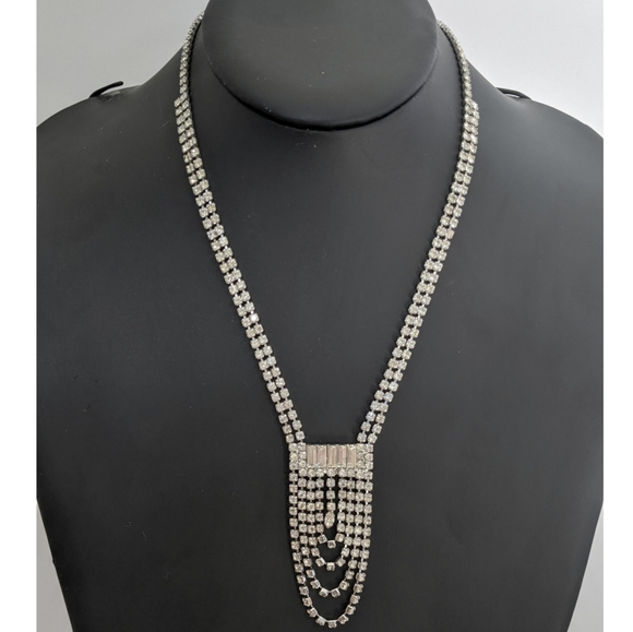 Hobe | Jewelry | Vintage Hobe Silver Rhinestone Dangle Necklace | Poshmark
